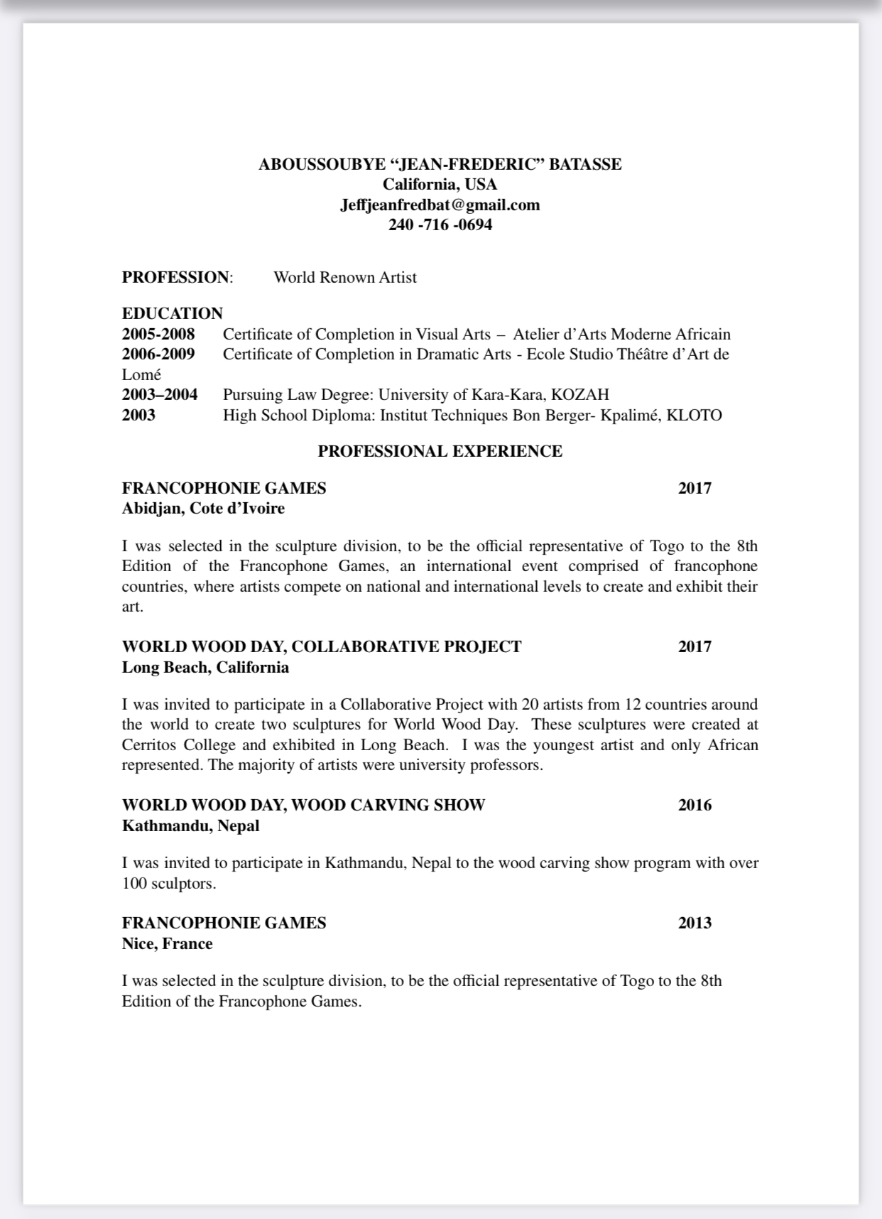 Résumé – Jean-Frederic Batassé